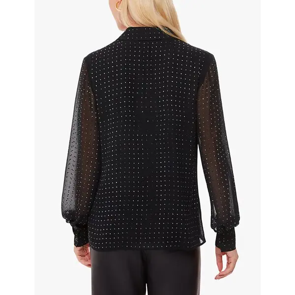 Whistles Hot Fix Diamanté-embellished Woven Blouse