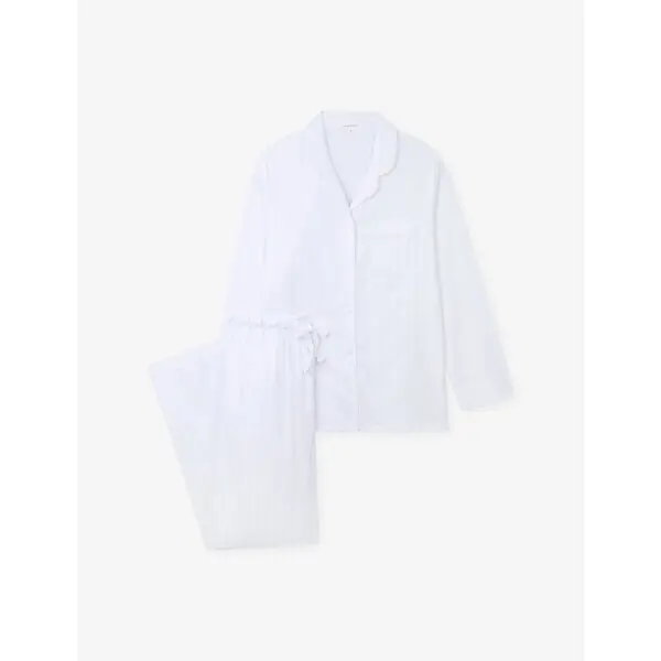 THE WHITE COMPANY Striped Regular-fit Cotton-sateen Pyjama Set - White