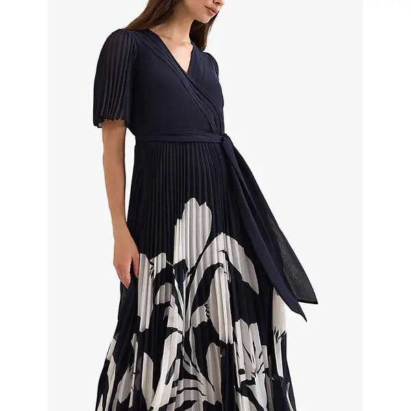 PHASE EIGHT Floral-print Woven Maxi Dress - Navy