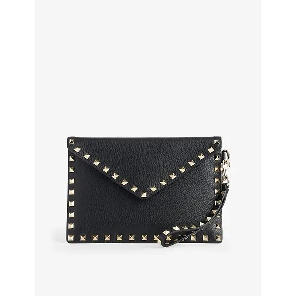 Valentino Garavani Rockstud Grained-leather Pouch - Nero