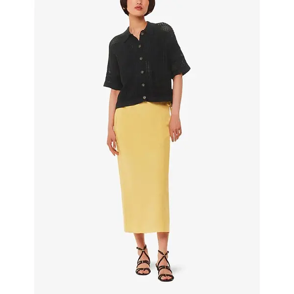 Whistles Button-down Short-sleeve Crochet Shirt