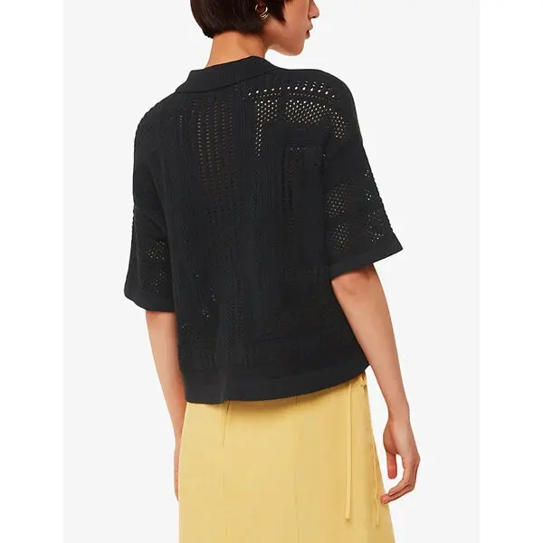 Whistles Button-down Short-sleeve Crochet Shirt