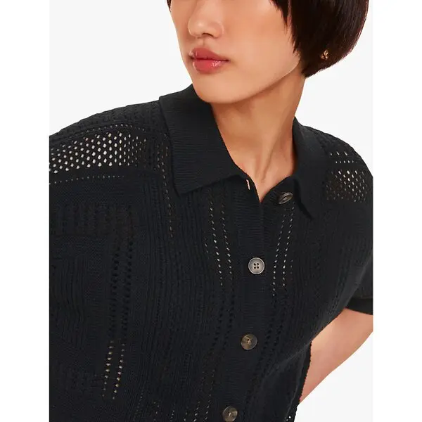 Whistles Button-down Short-sleeve Crochet Shirt