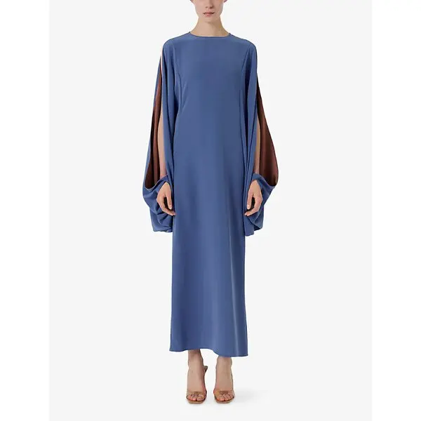 LEEM Contrast Split-sleeve Woven Kaftan - Blue