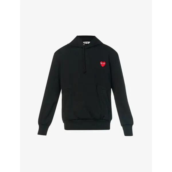 Play Comme Des Garcon Heart Appliquéd Stretch Hoodie