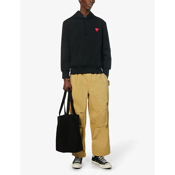Play Comme Des Garcon Heart Appliquéd Stretch Hoodie