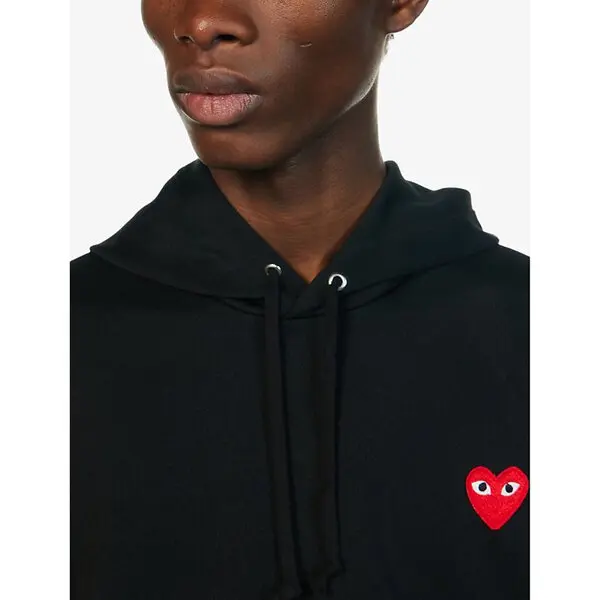 Play Comme Des Garcon Heart Appliquéd Stretch Hoodie