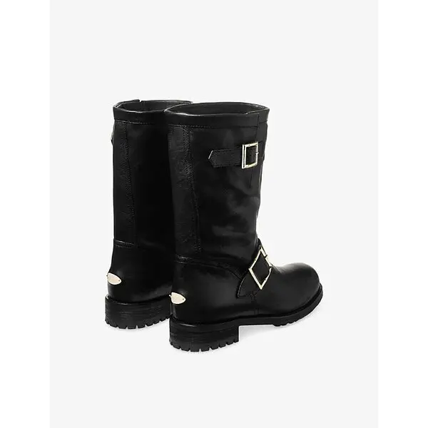 JIMMY CHOO Biker Mid Leather Boots