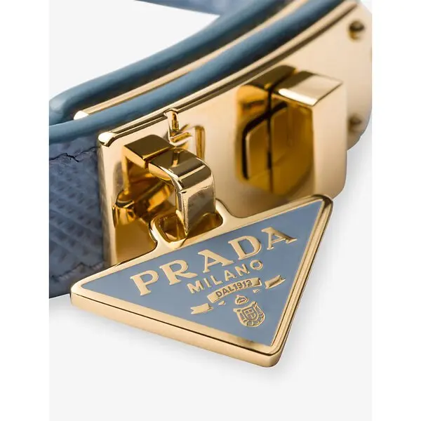 Prada Leather Logo Charm Bracelet