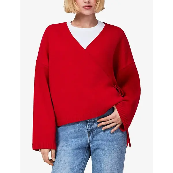 RO&ZO Wrap-over Front Wool-blend Cardigan