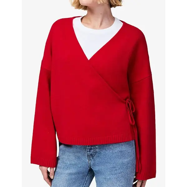 RO&ZO Wrap-over Front Wool-blend Cardigan