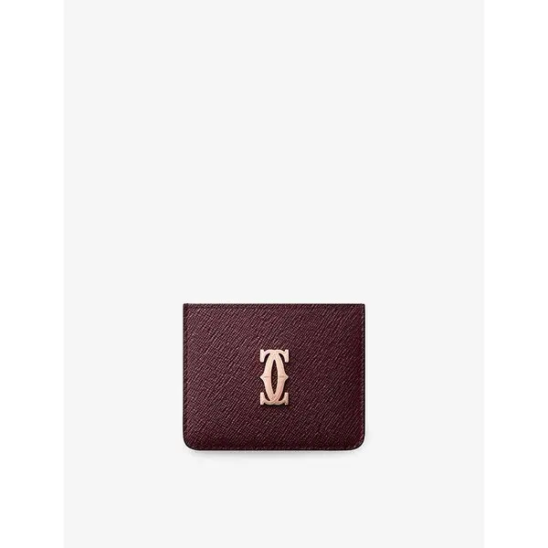 Cartier C De Simple Leather Card Holder - Grape