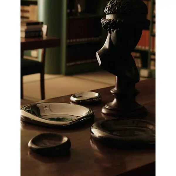 FERM LIVING Bellure Metallic Stoneware Centrepiece 35cm - Silver
