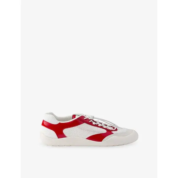 Prada Speedrock Leather And Mesh Trainers - Red