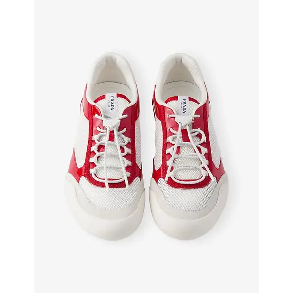 Prada Speedrock Leather And Mesh Trainers - Red