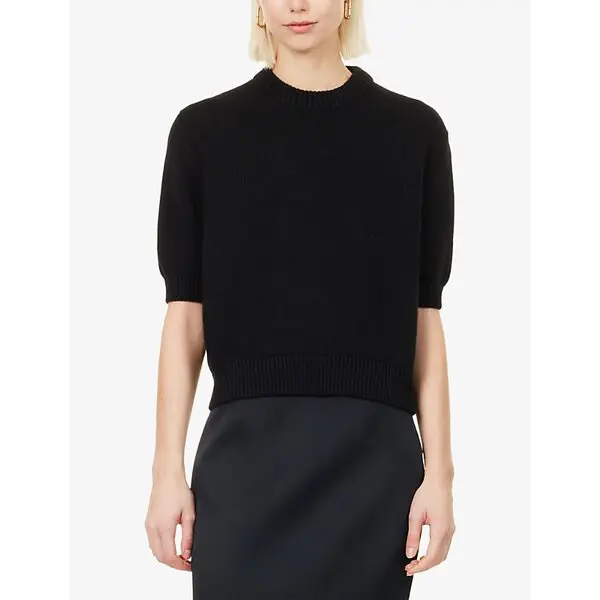 Khaite Davin Short-sleeve Cashmere Jumper - Black