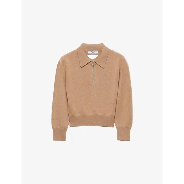 Prada Cashmere Short-sleeve Polo Jumper
