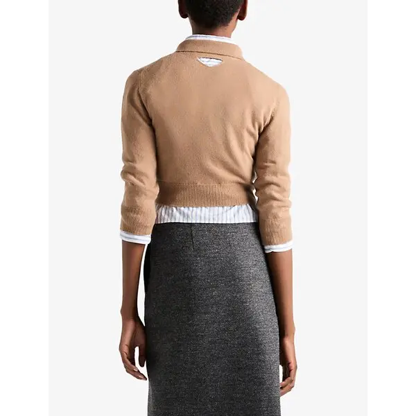 Prada Cashmere Short-sleeve Polo Jumper
