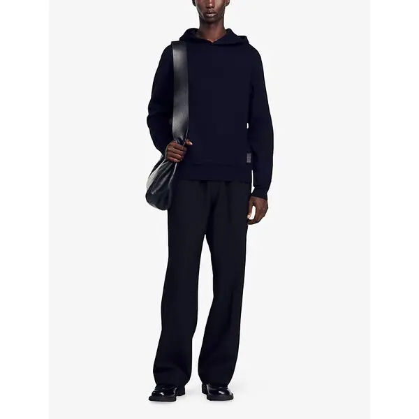 Sandro Stretch-woven Hoodie With Logo Patch