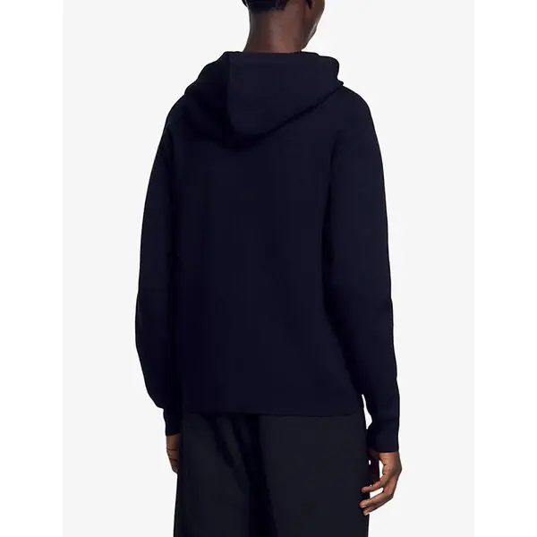 Sandro Stretch-woven Hoodie With Logo Patch