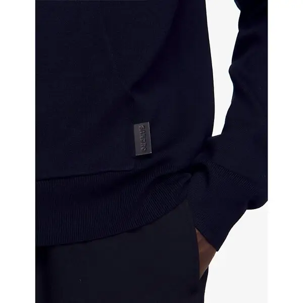 Sandro Stretch-woven Hoodie With Logo Patch