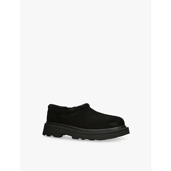 UGG Tasman Lug Suede And Shearling Slippers - Black