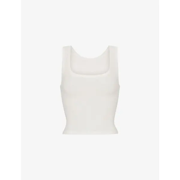 SKIMS Ribbed Stretch-cotton Tank Top - Marble