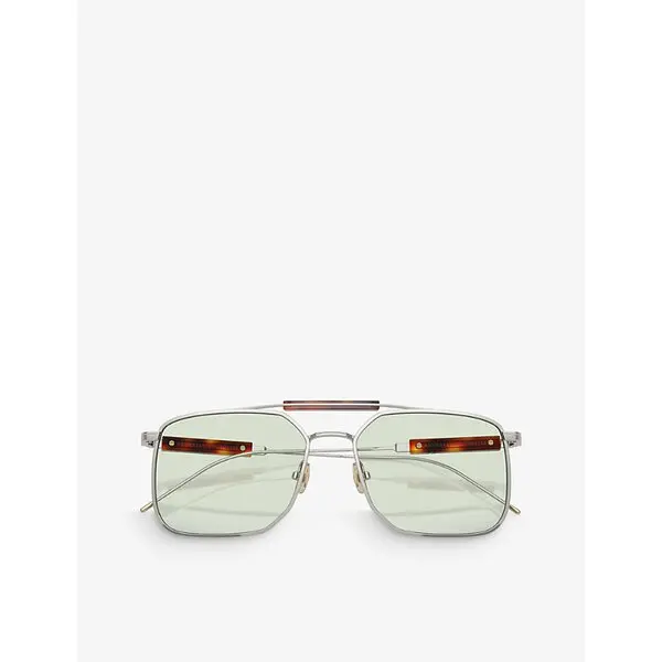 Brunello Cucinelli Square-frame Titanium Sunglasses - Silver
