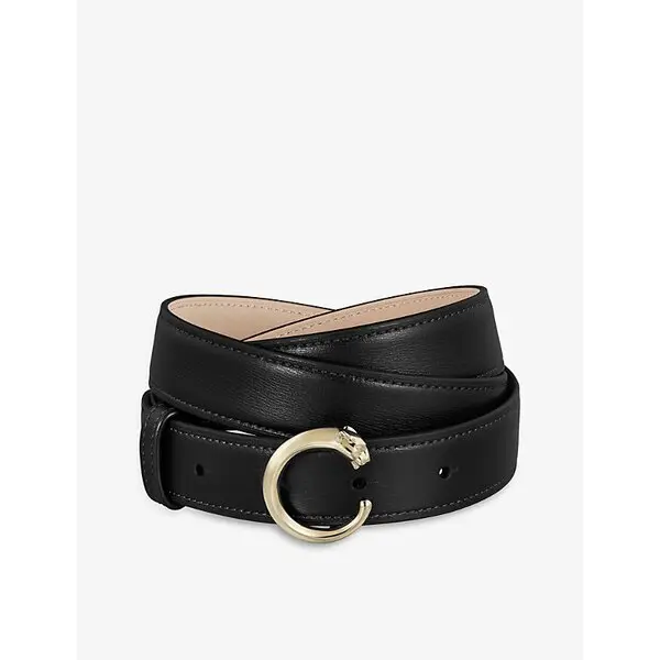 Cartier Panthère De Buckled Leather Belt - Black