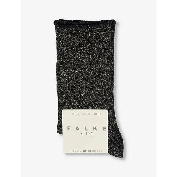 Falke Shiny-finish Mid-calf Knitted Socks - Black