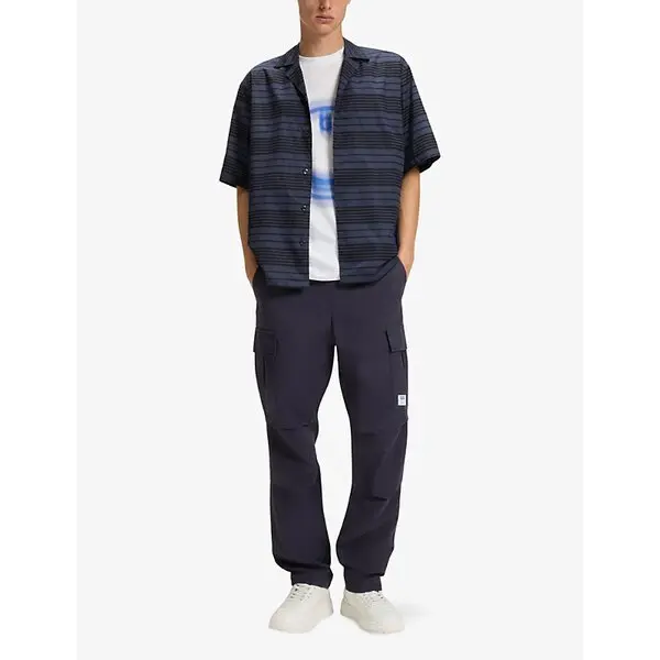 Hugo Logo-patch Elasticated-waist Cargo Trousers