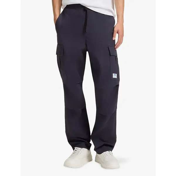 Hugo Logo-patch Elasticated-waist Cargo Trousers