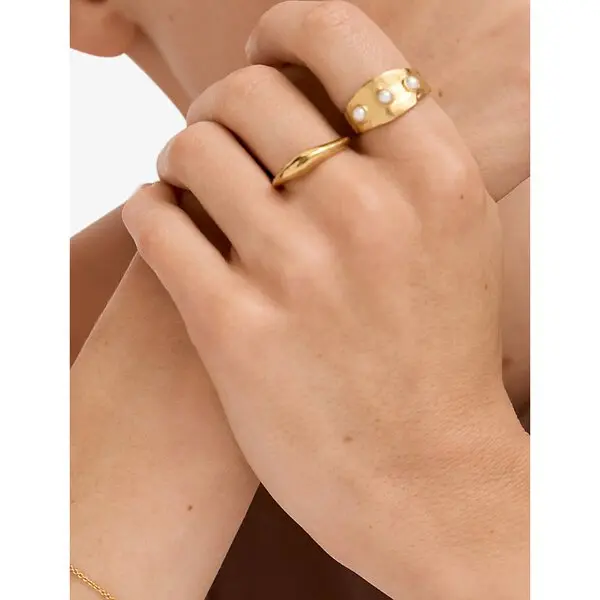 Monica Vinader Capri 18ct Yellow Vermeil And Triple Pearl Ring