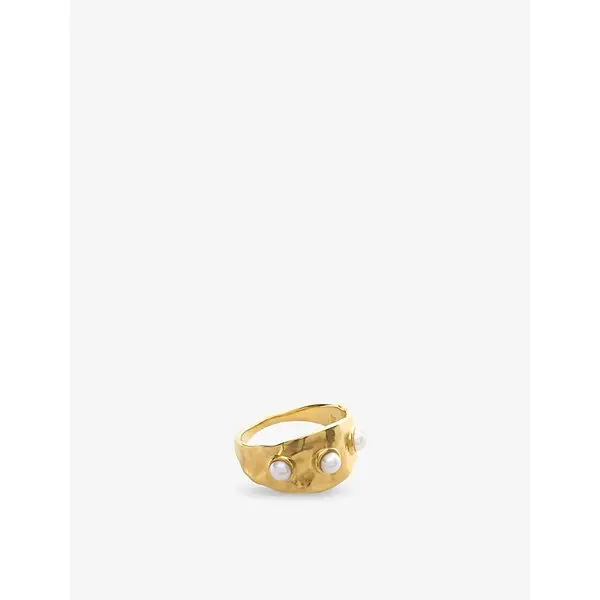 Monica Vinader Capri 18ct Yellow Vermeil And Triple Pearl Ring