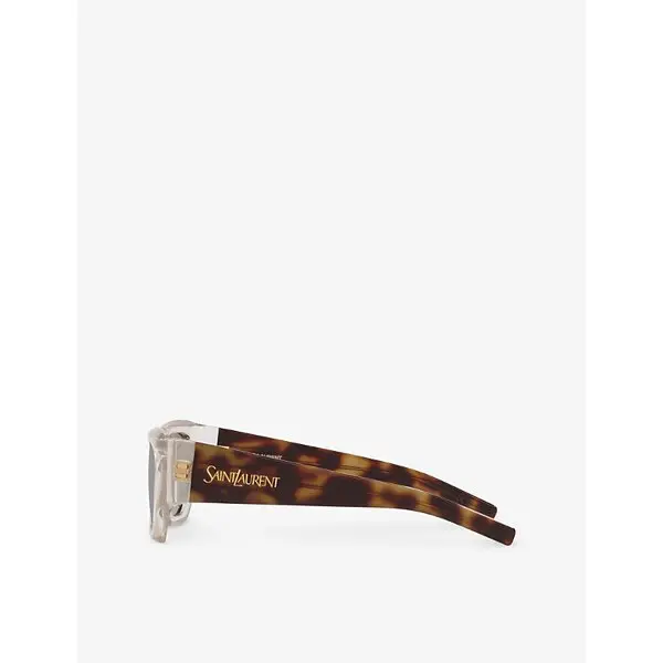 Saint Laurent Rectangle Frame Acetate Sunglasses - Brown