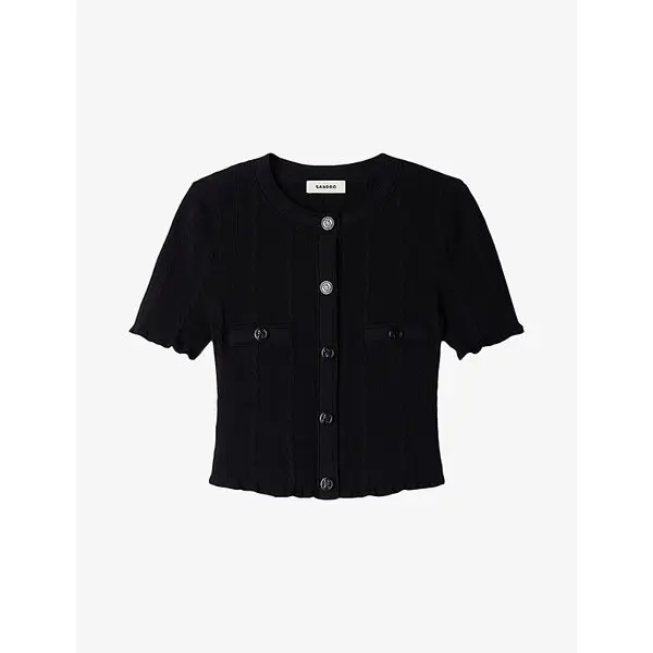 Sandro Pointelle-texture Knitted Cropped Top