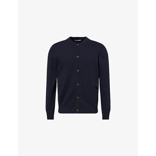 BELIER Collarless Knitted Cotton Cardigan