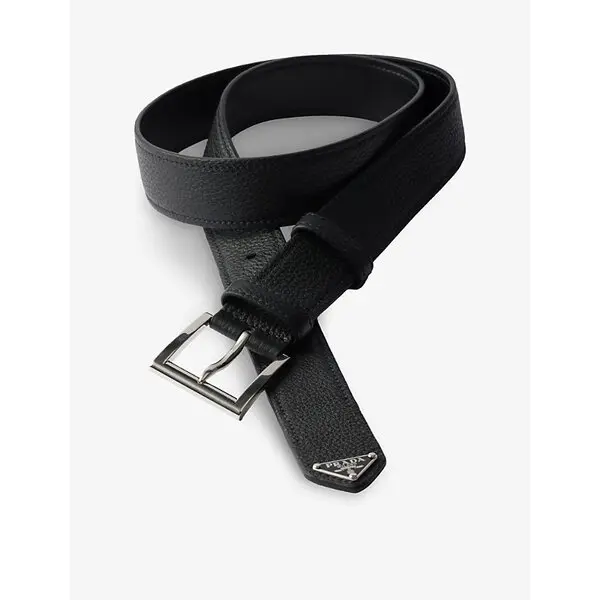 Prada Brand Plaque Leather Belt