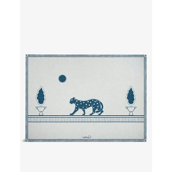 Cartier Panthère De Merino Wool And Cashmere Blanket 190cm X 140cm - Blue