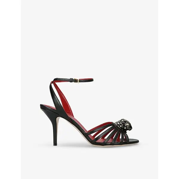 Valentino Garavani Panthea 85 Leather Heeled Sandals - Black