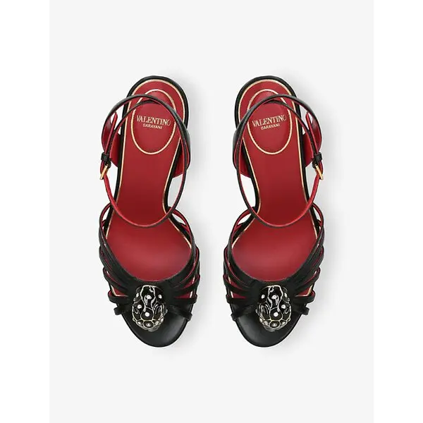 Valentino Garavani Panthea 85 Leather Heeled Sandals - Black