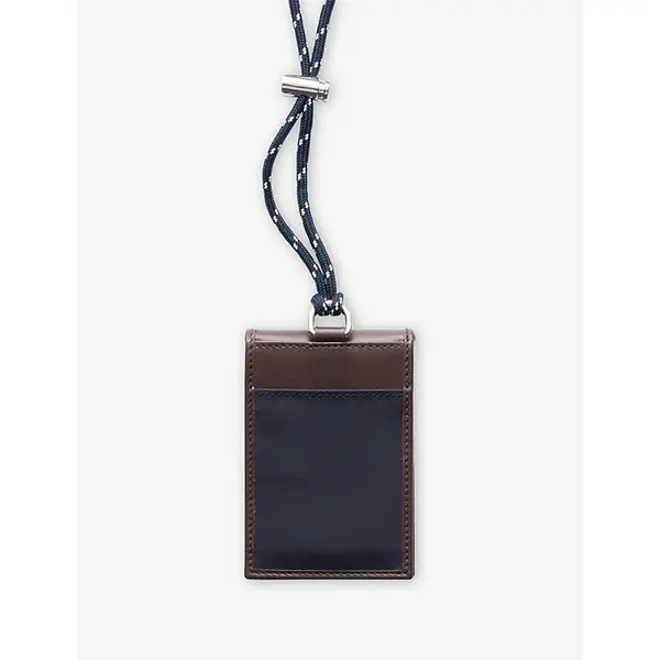 Prada Speedrock Re-nylon And Leather Card Holder With Strap - Blue