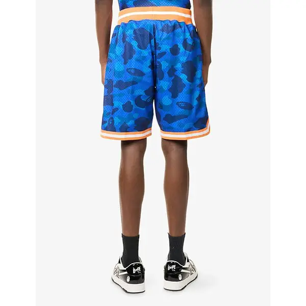 A BATHING APE Nba Knicks Logo-embroidered Mesh Shorts