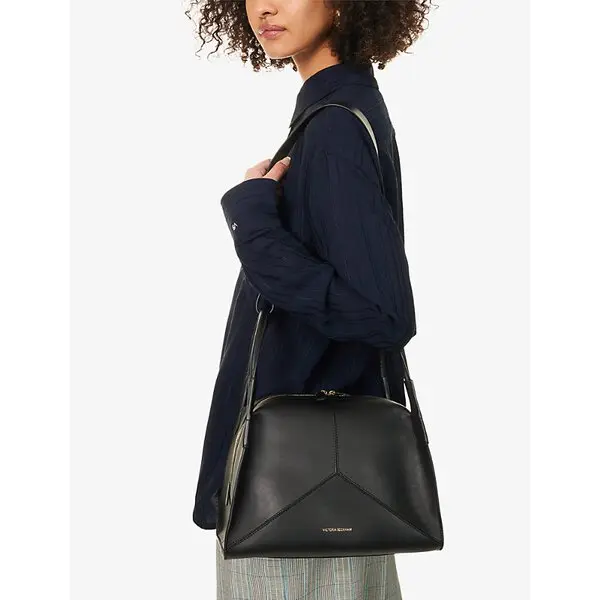 Victoria Beckham Plié Leather Shoulder Bag - Black