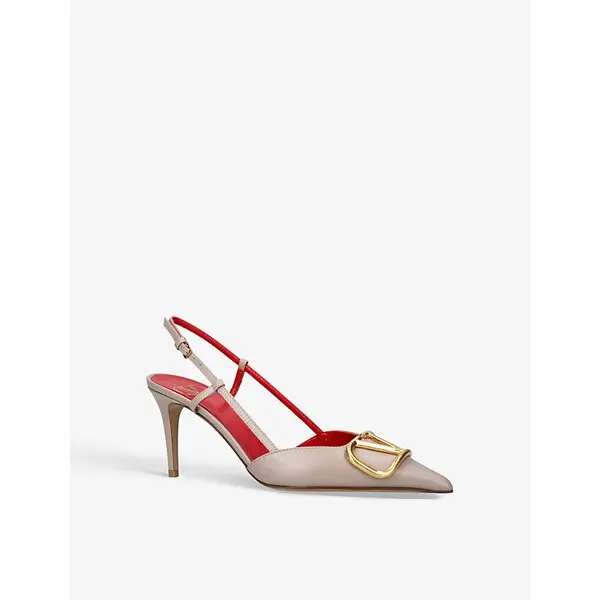 Valentino Garavani Vlogo 80 Leather Slingback Courts - Blush