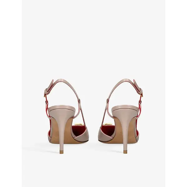 Valentino Garavani Vlogo 80 Leather Slingback Courts - Blush