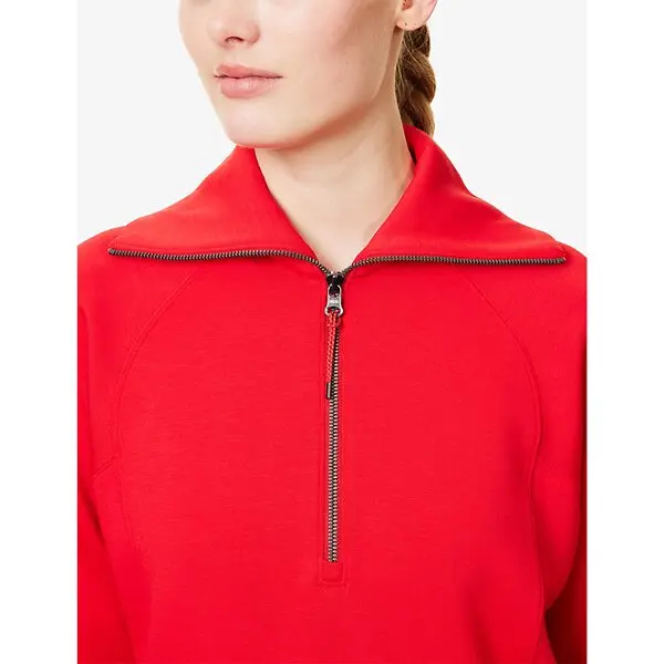 Spanx Air Essentials Half Zip Jersey Sweatshirt - Spanx Red