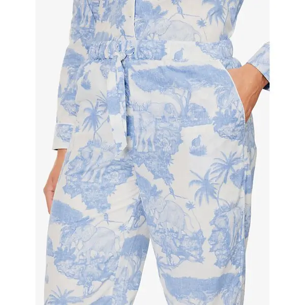 Desmond & Dempsey Loxodonta Graphic-print Cotton Pyjamas