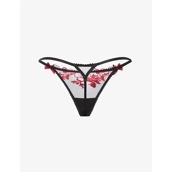 Agent Provocateur Callypso Floral-embroidered Mesh Thong