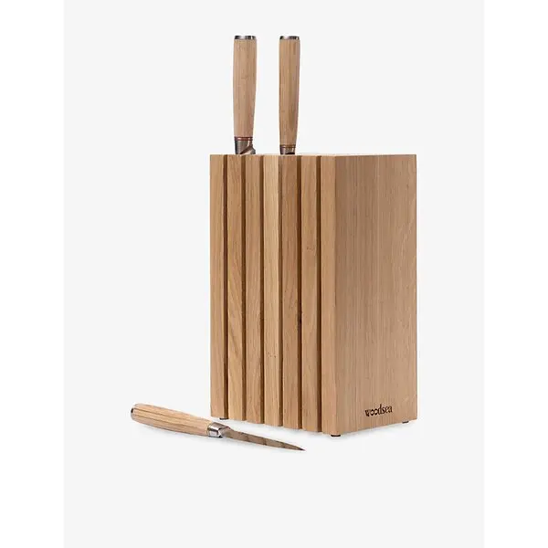 WOODSEA Block Wooden Knife Holder 15.5cm X 12cm - Oak